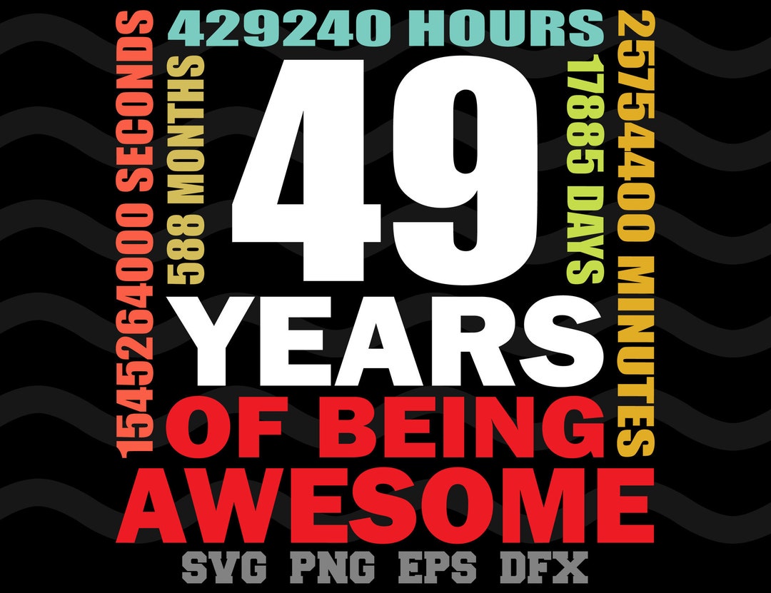 49th Birthday SVG 49years of Being Awesome Happy Birthday Design ...
