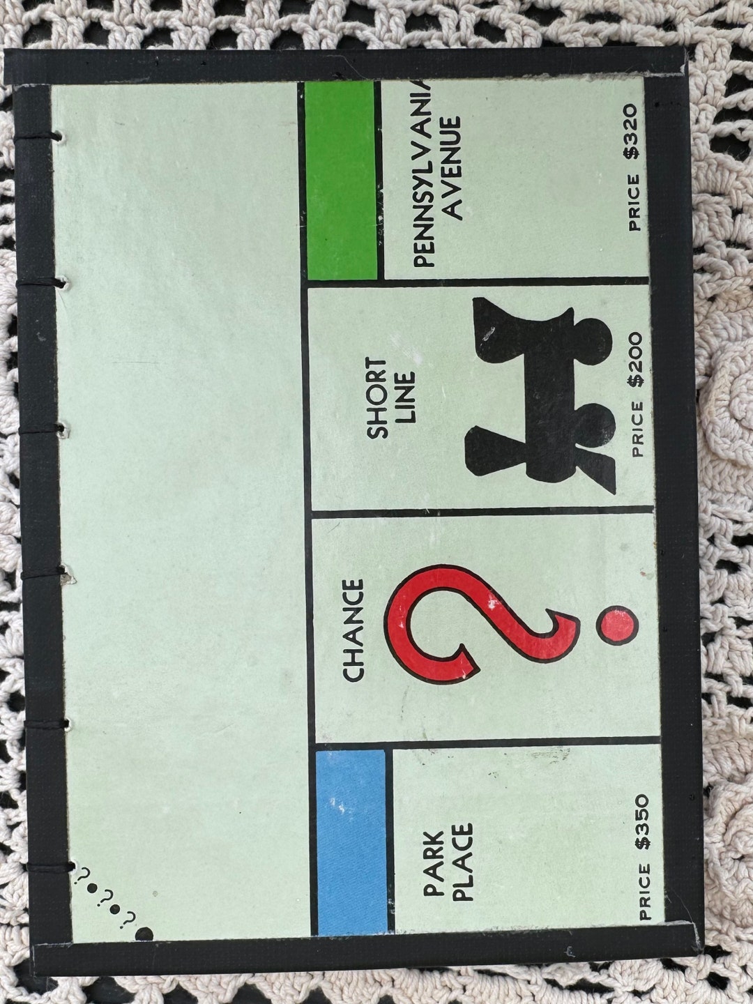 Handmade Coptic Journal Made From Vintage Monopoly Game Board 4.5 X 6. ...