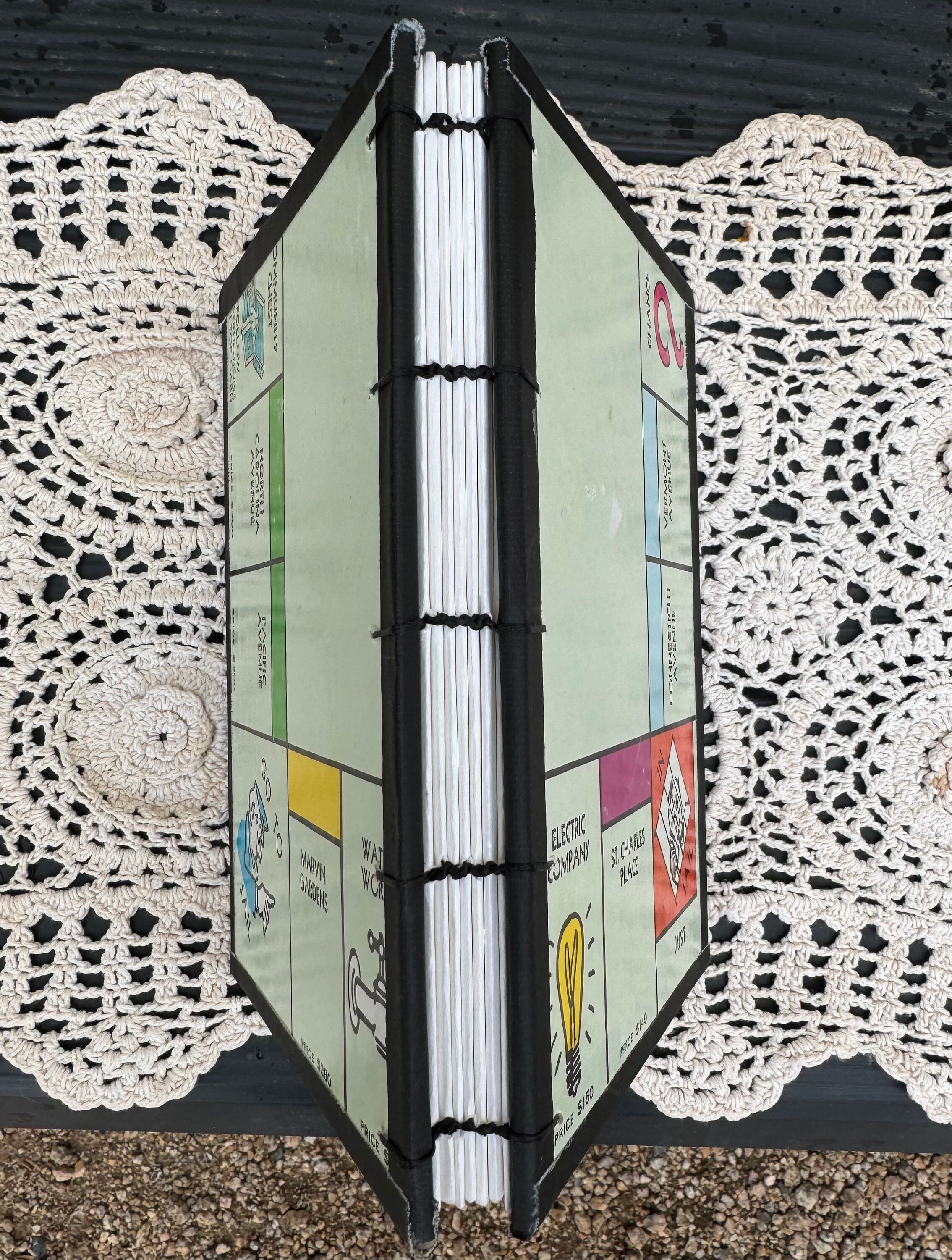 Handmade Coptic Journal Made From Vintage Monopoly Game Board 5.5 X 7.25 - Etsy