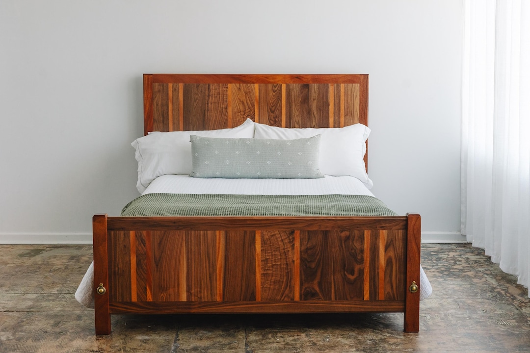 Handmade Wood Bed, Solid Wood Bed Frame, Walnut Bed, Mahogany Bed ...