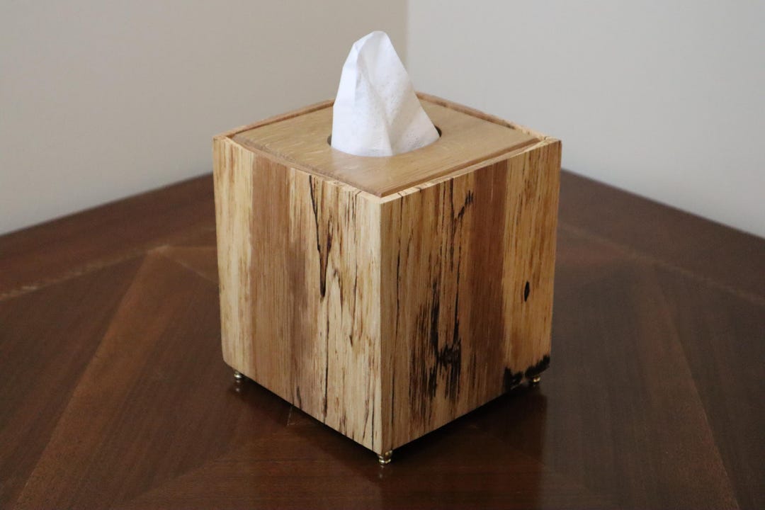 Spalted White Oak Tissue Box Holder W/ Quartersawn Oak Top and Brass ...