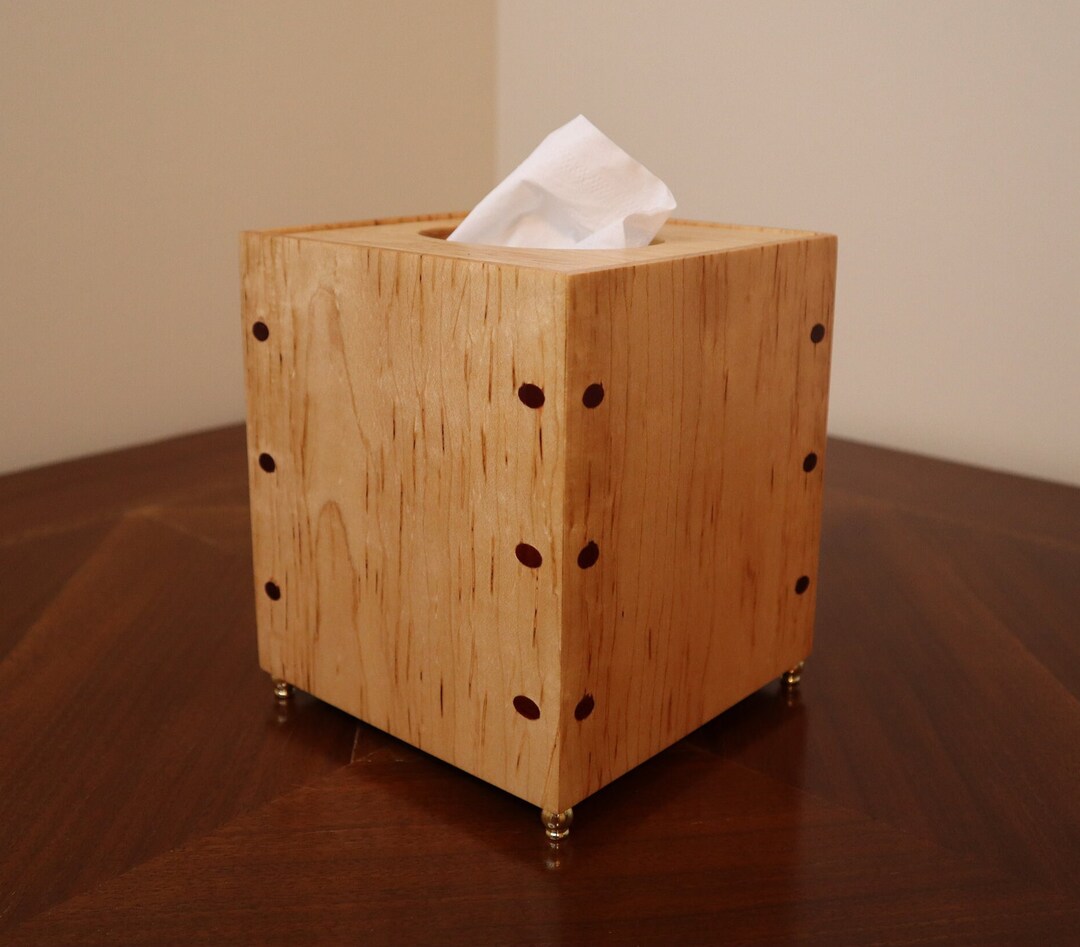Maple Tissue Box Holder With Brass Feet (for Small Tissue Boxes ...