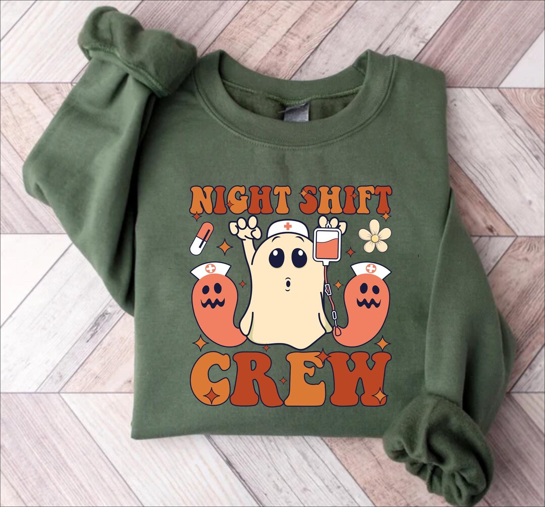 Halloween Nurse Sweatshirt, Retro Spooky RN Shirt, Night Shift Crew - Etsy