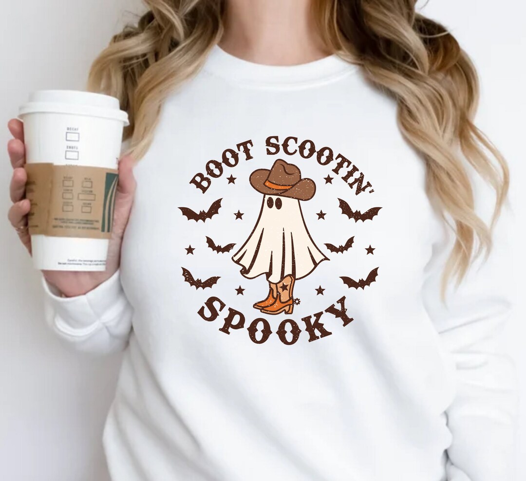 Cowboy Ghost Halloween Sweatshirt, Boot Scootin Spooky Shirt - Etsy