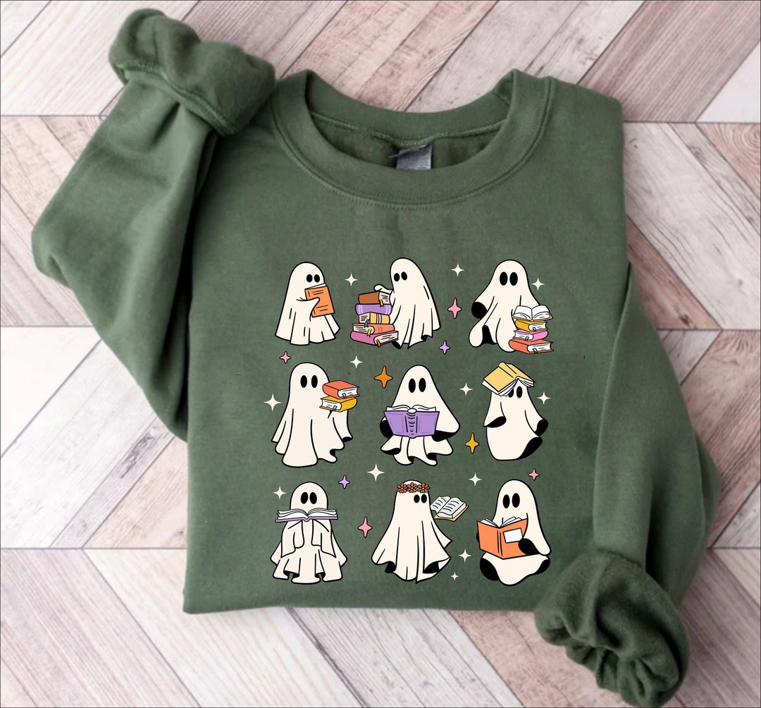 Ghost Reading Shirt, Teacher Halloween Shirt,book Lover Tshirt ...