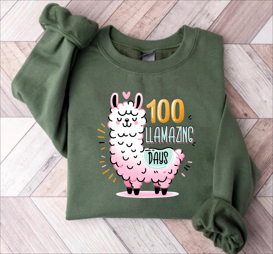 100 Days of School Shirt, Funny 100th Days Shirt, 100 Llamazing Days ...