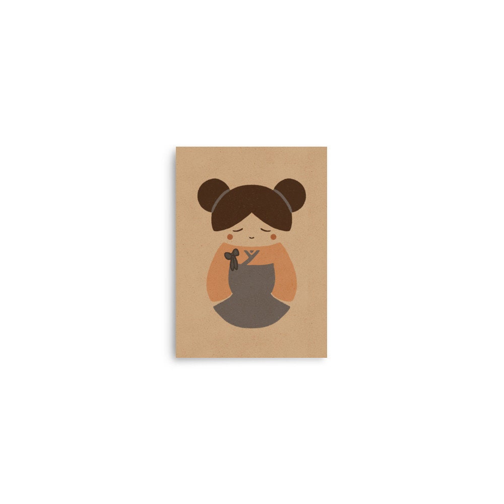 Girl in Bright Hanbok Korean Minimalistic Wall Art Print Art Print ...