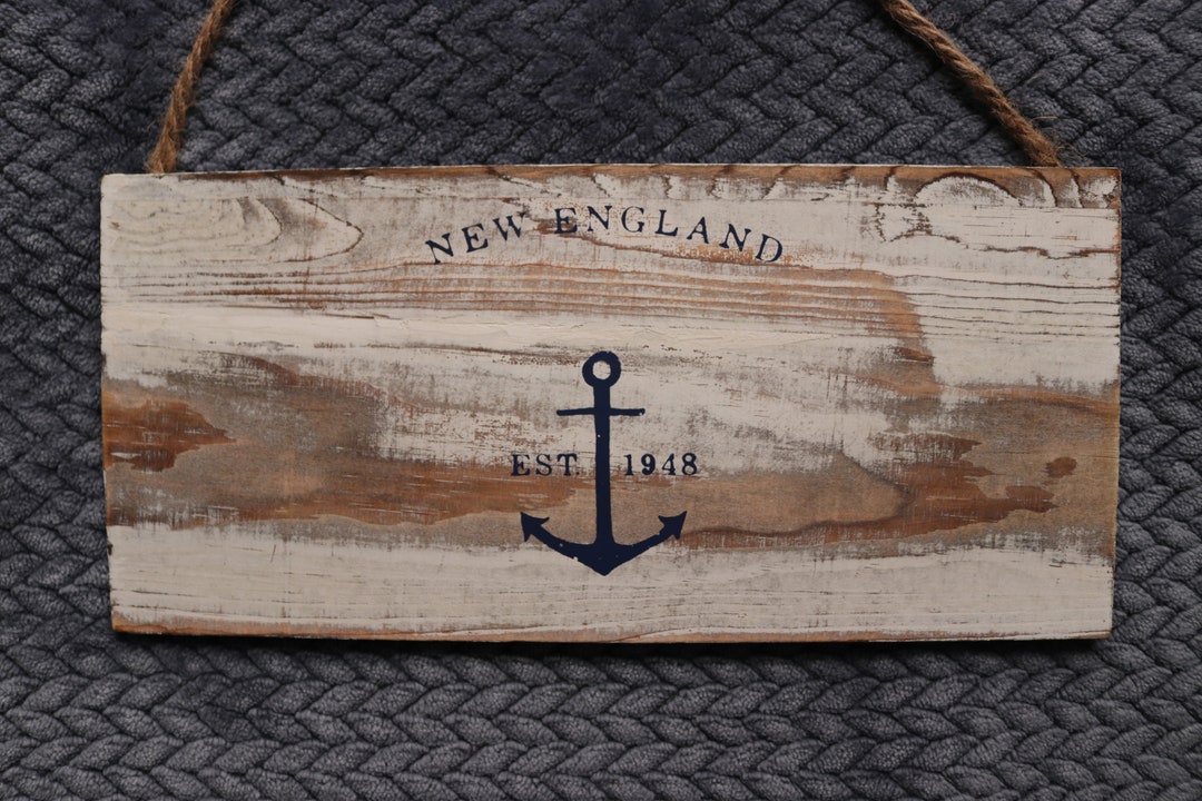 New England Est. 1948 Anchor Distressed Sign - Etsy
