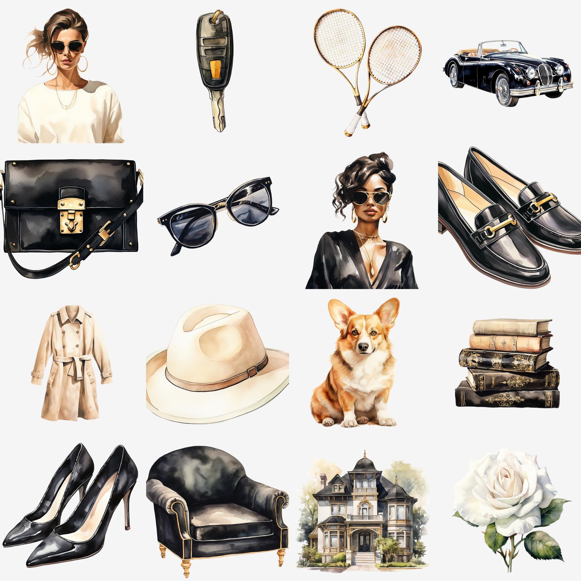Old Money Aesthetic Clipart Pack, Digital Download, Vintage Luxury ...
