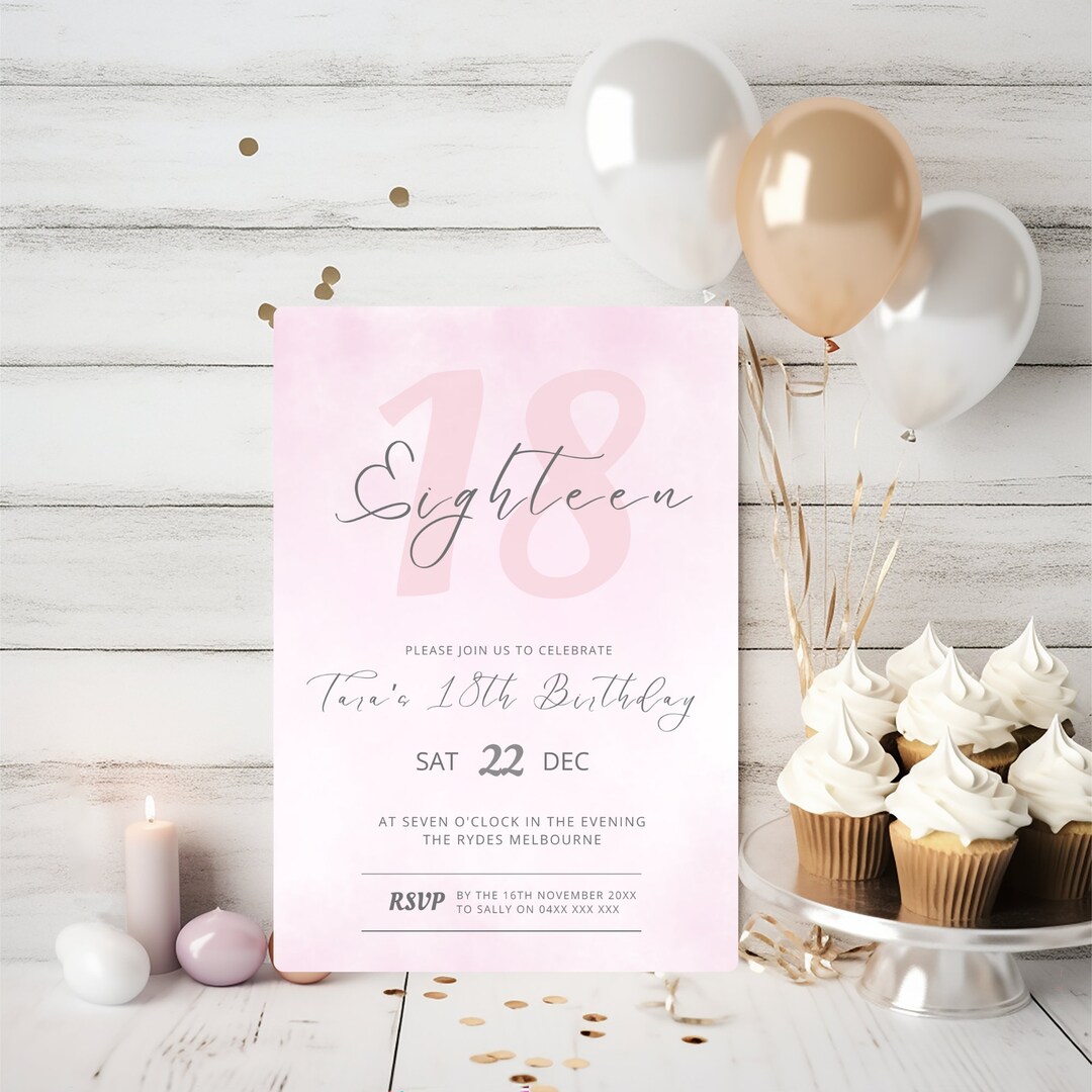 18th Birthday Party Invitation Template, INSTANT DOWNLOAD, Modern ...