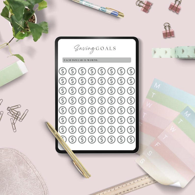 Savings Goals Printable Worksheet - Instant Download | Savings Tracker ...