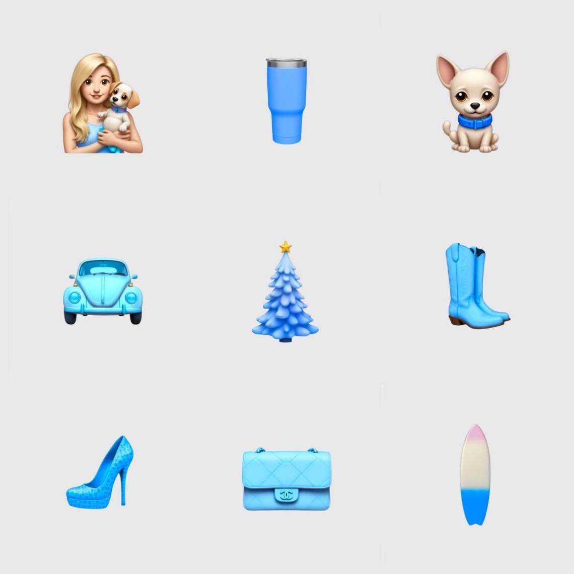 50 Blue Emoji Stickers | Aesthetic PNG Stickers for Social Media ...