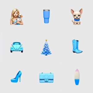 50 Blue Emoji Stickers Aesthetic PNG Stickers for Social Media ...