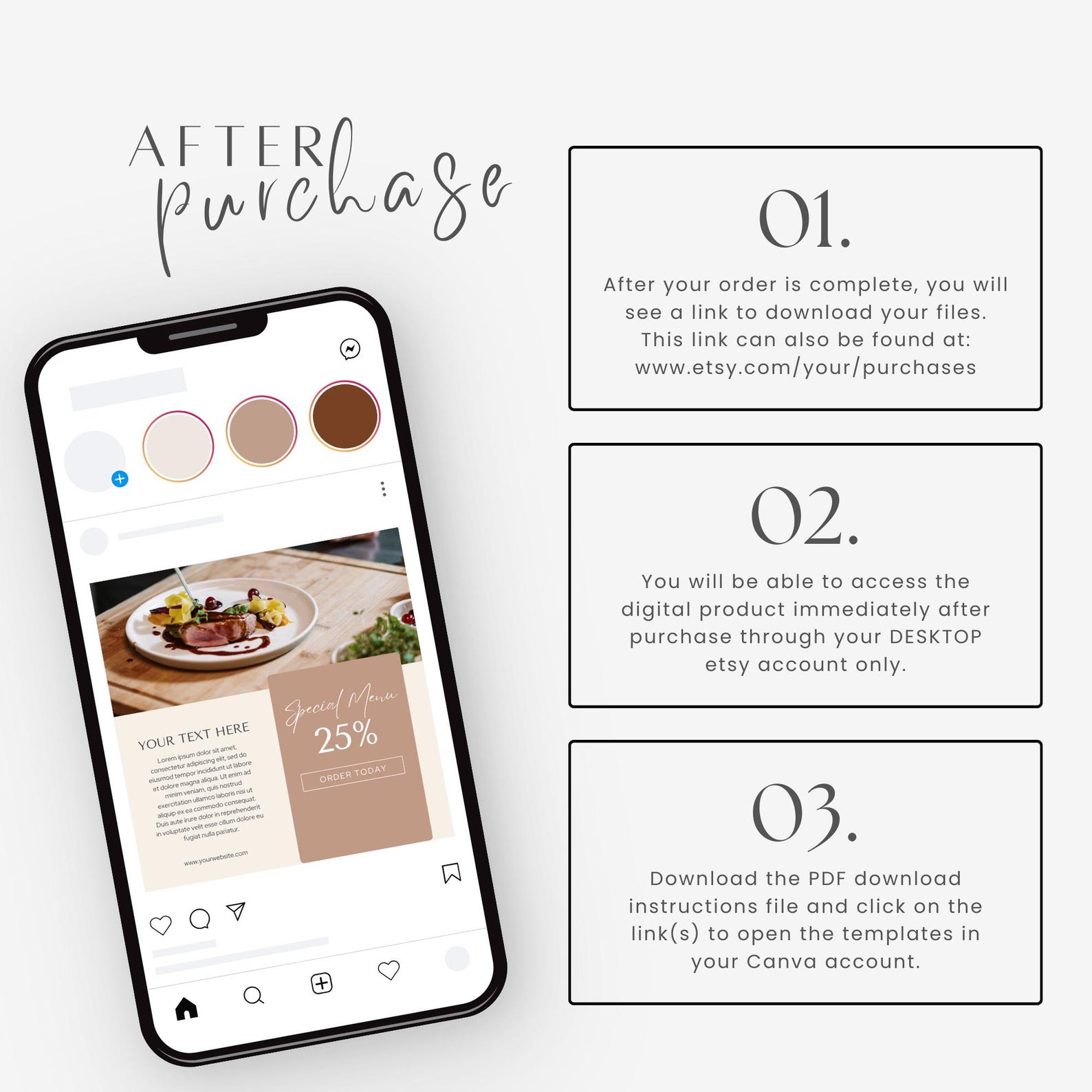 Food Service Instagram Post Templates, Editable Canva Social Media ...