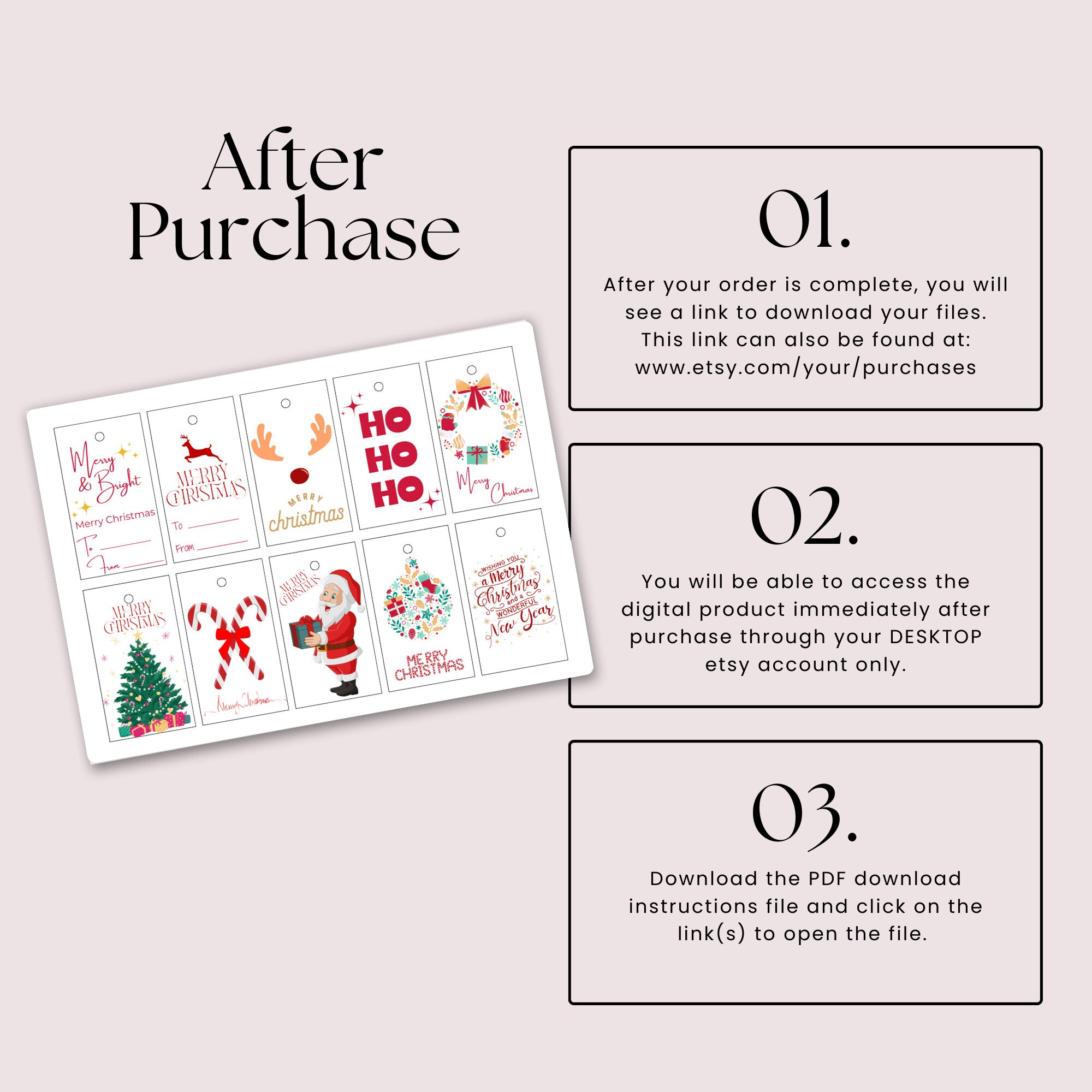 Printable Christmas Gift Tags Set | INSTANT DOWNLOAD | 10 Festive Xmas ...
