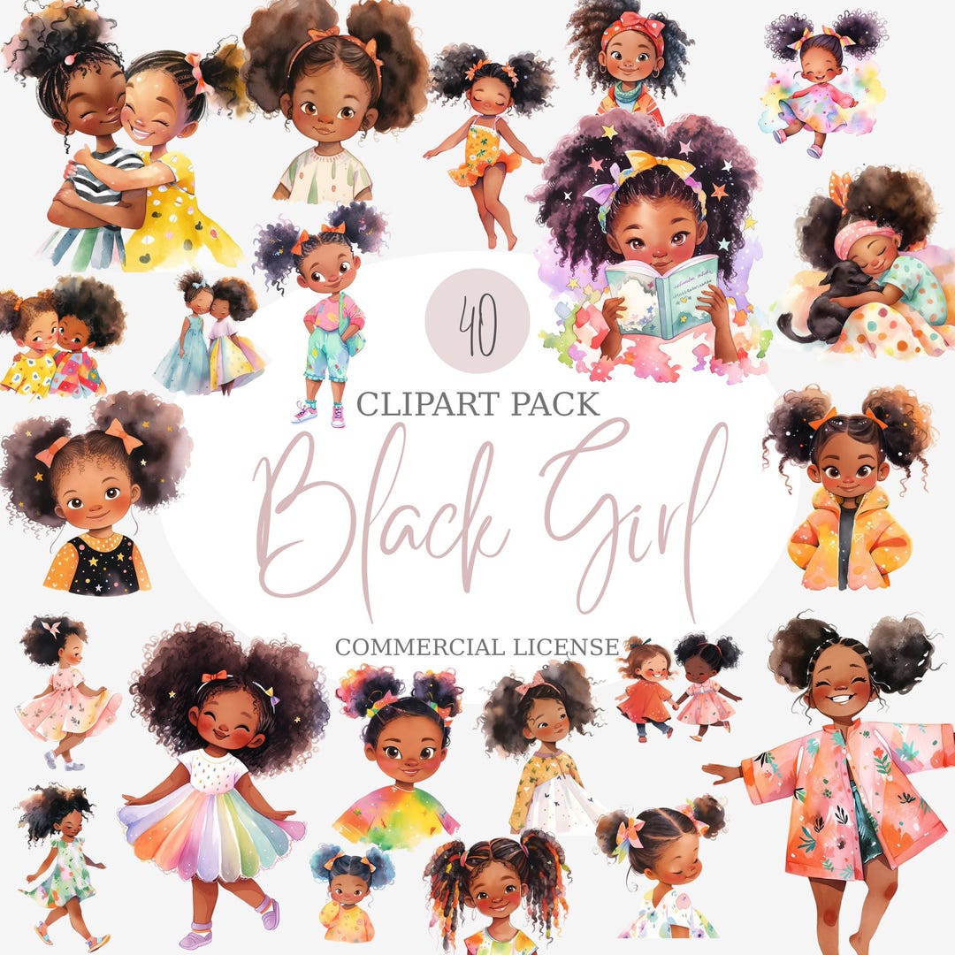 Black Girl Stickers, Digital Download, Melanin Aesthetic Clipart, Afro ...