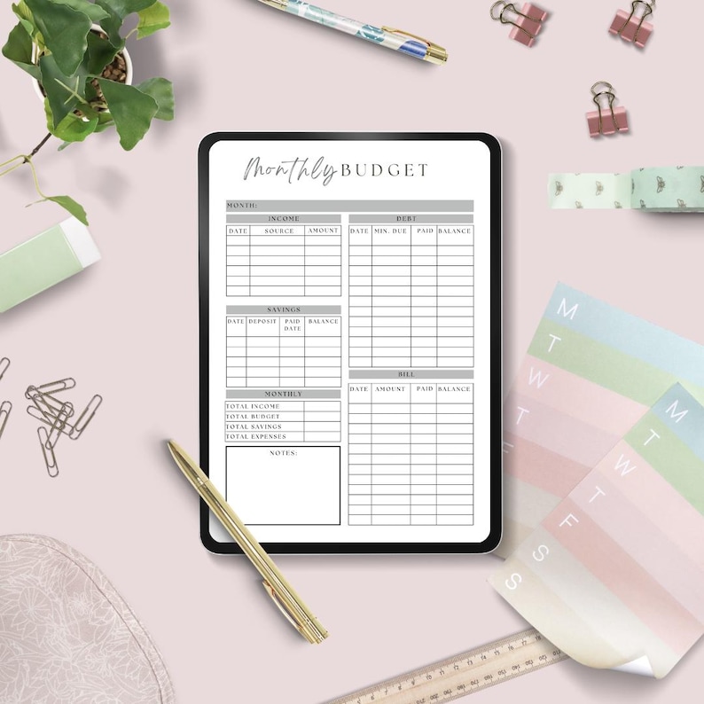Monthly Budget Tracker Printable | Instant Download | Financial Planner ...