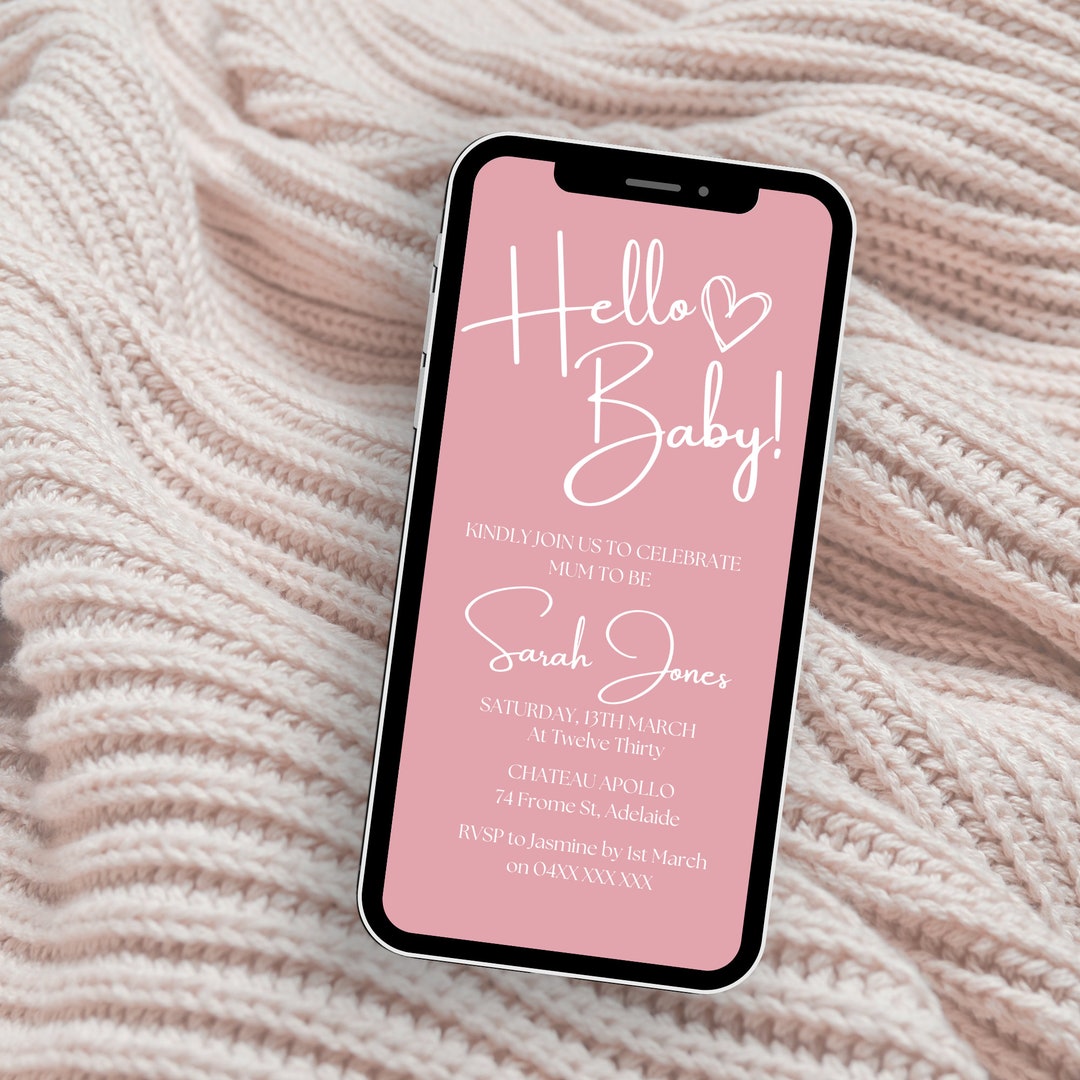 Hello Baby Pink Baby Shower Invitation | INSTANT DOWNLOAD | Boho ...