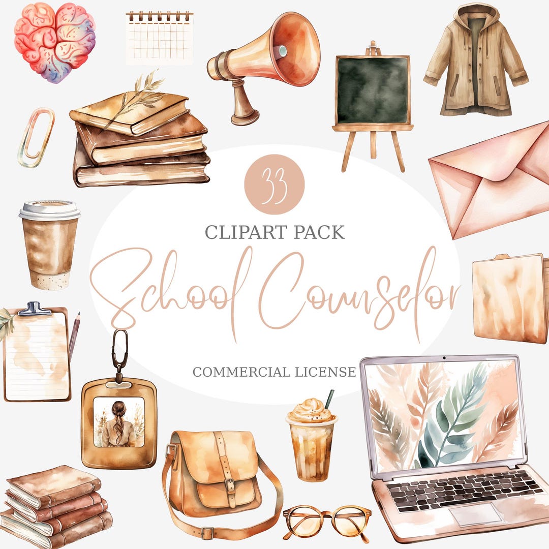 School Counselor Clipart Pack, Digital Stickers for Educators, Mental ...