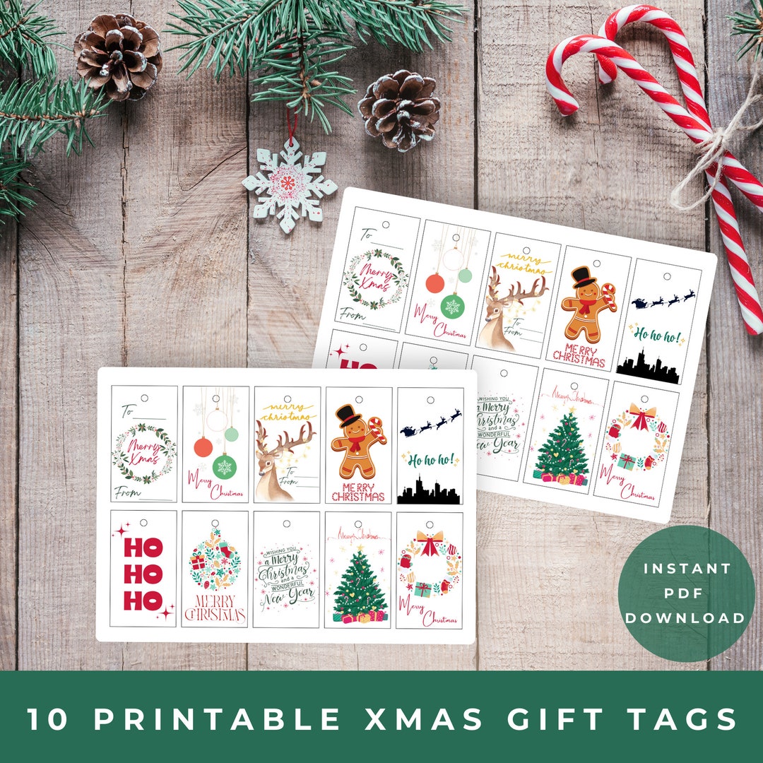 Printable Christmas Gift Tags Set | INSTANT DOWNLOAD | 4.7 X 8.3 Cm ...