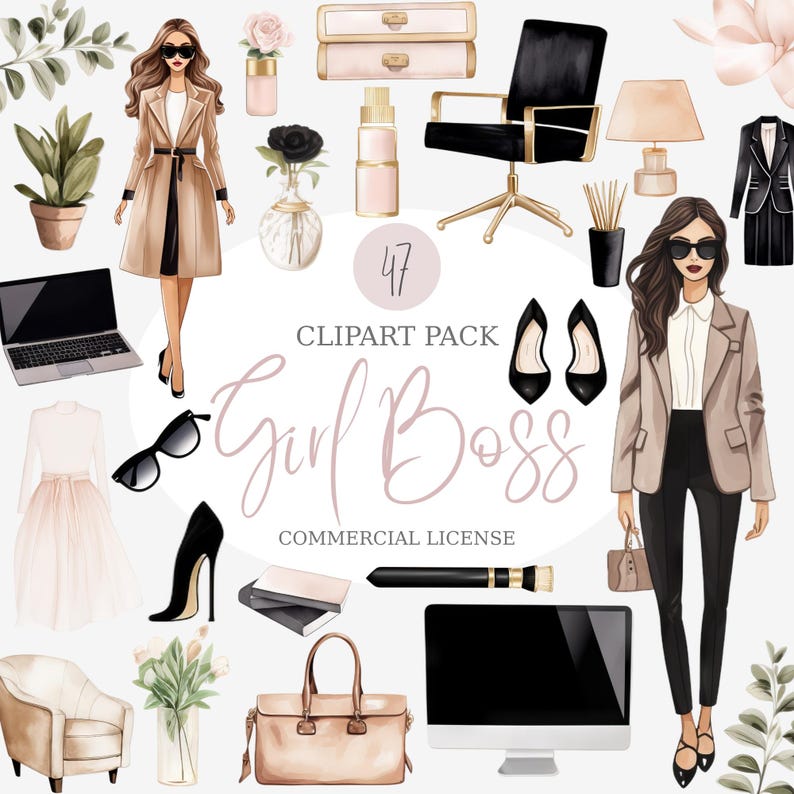 Girl Boss Digital Stickers , Digital Download, Feminine Boss Babe ...