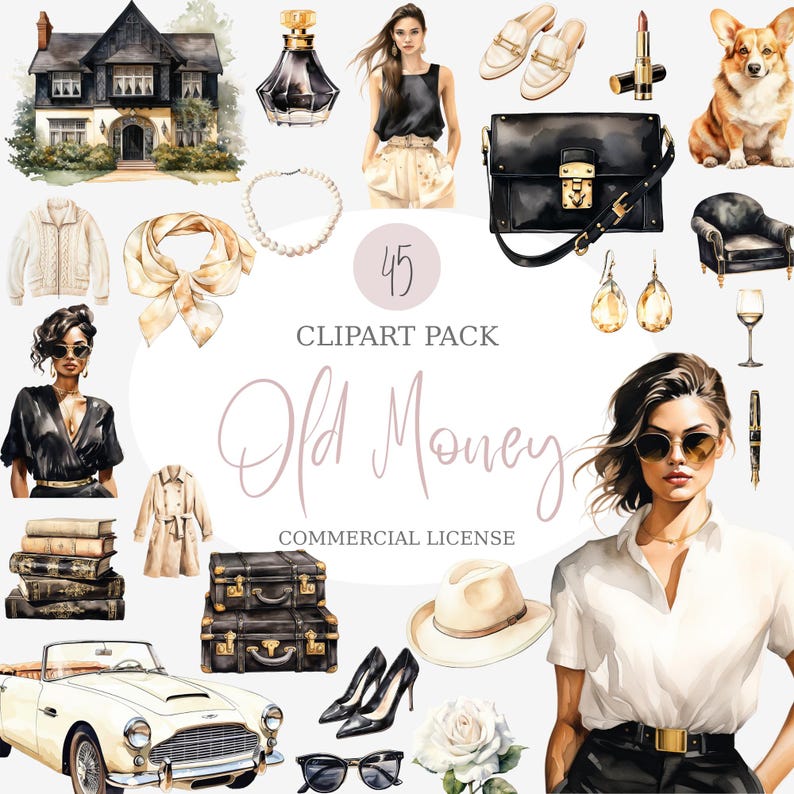 Old Money Aesthetic Clipart Pack, Digital Download, Vintage Luxury ...