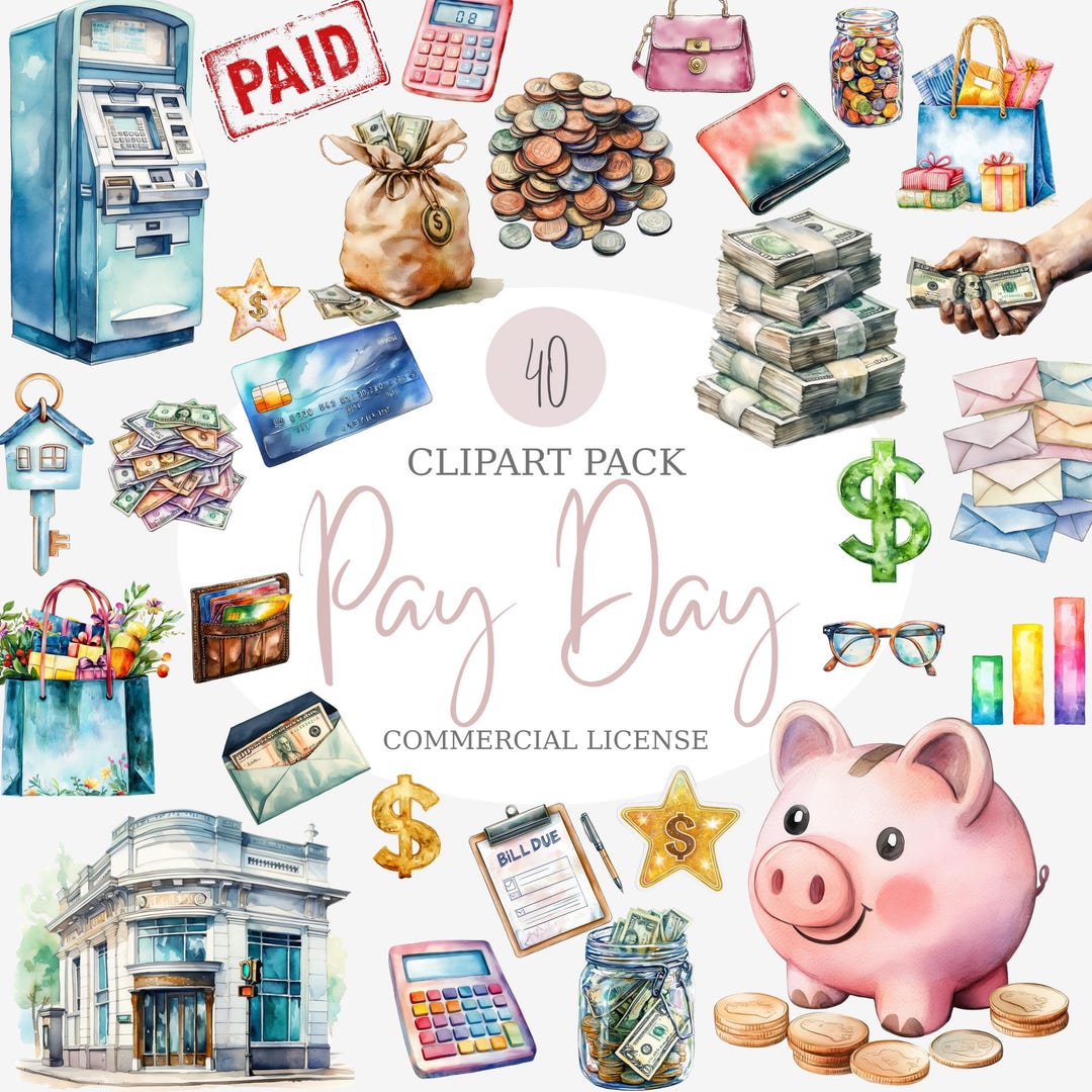 Payday Clipart Pack, Digital Download, Money Clip Art, Cash Stickers ...