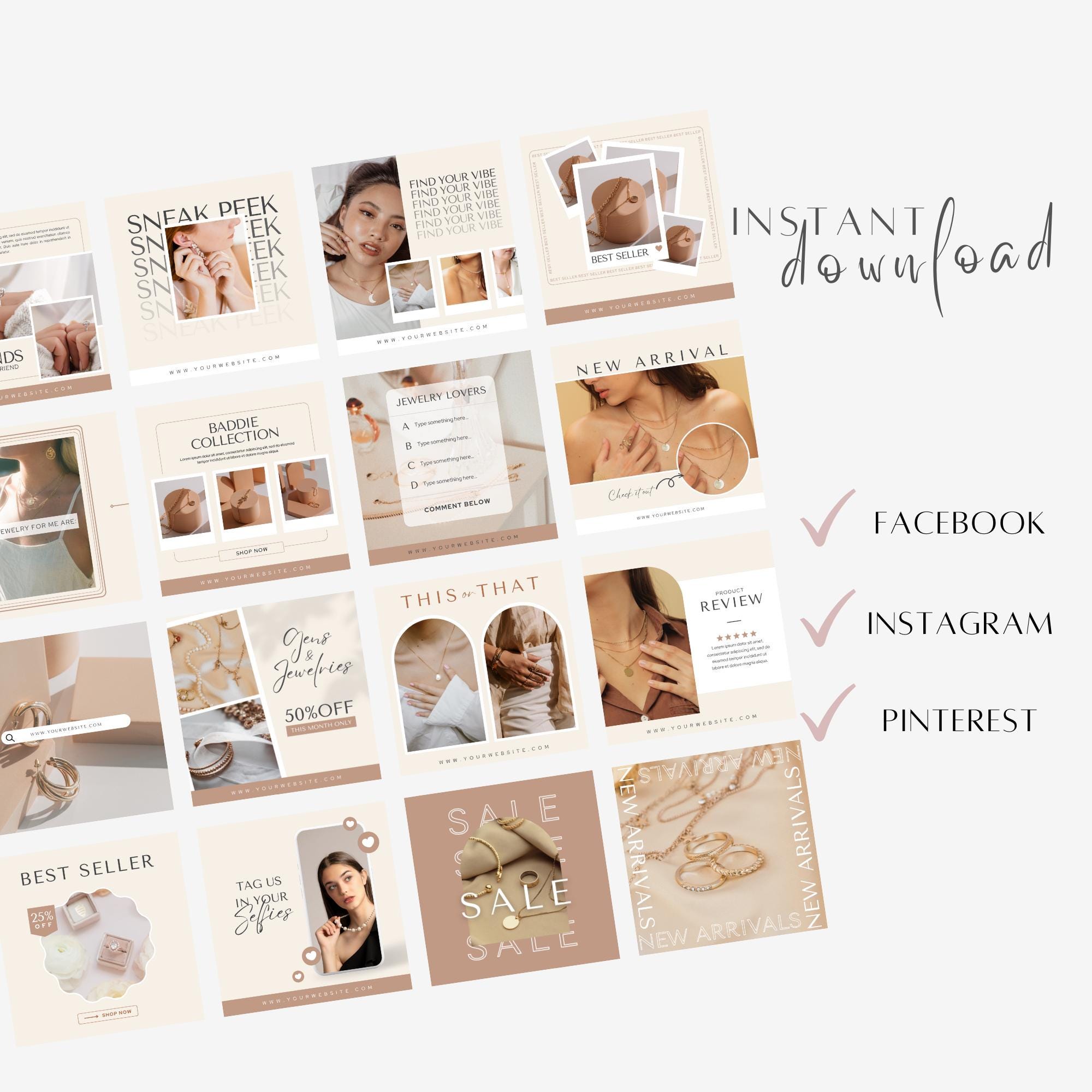 Jewelry Business Instagram Template, Editable Social Media Posts for ...