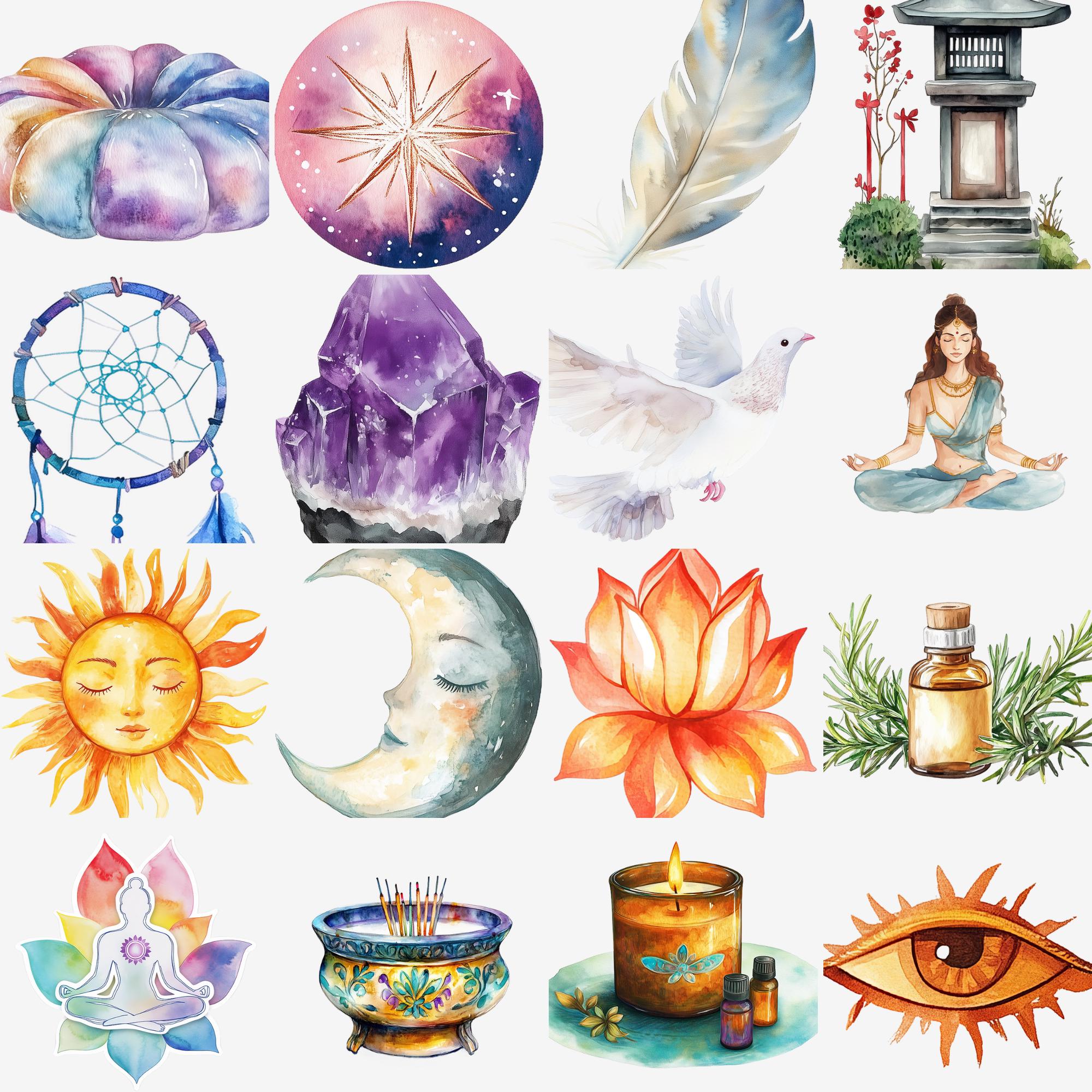 Spiritual Clipart Pack, Digital Download, Meditation Illustrations ...
