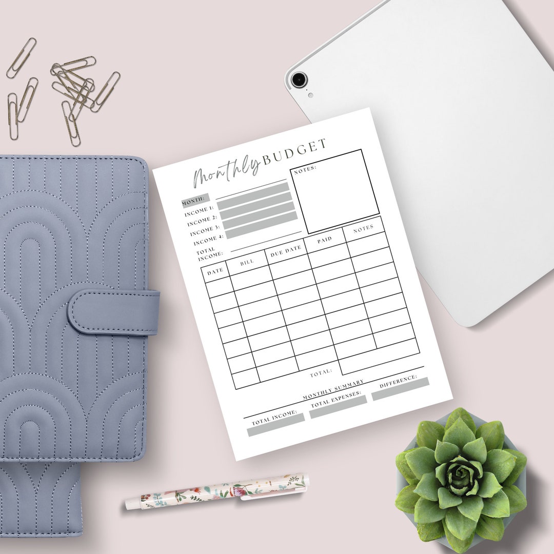 Monthly Budget Printable INSTANT DOWNLOAD Budget Tracker, Financial ...