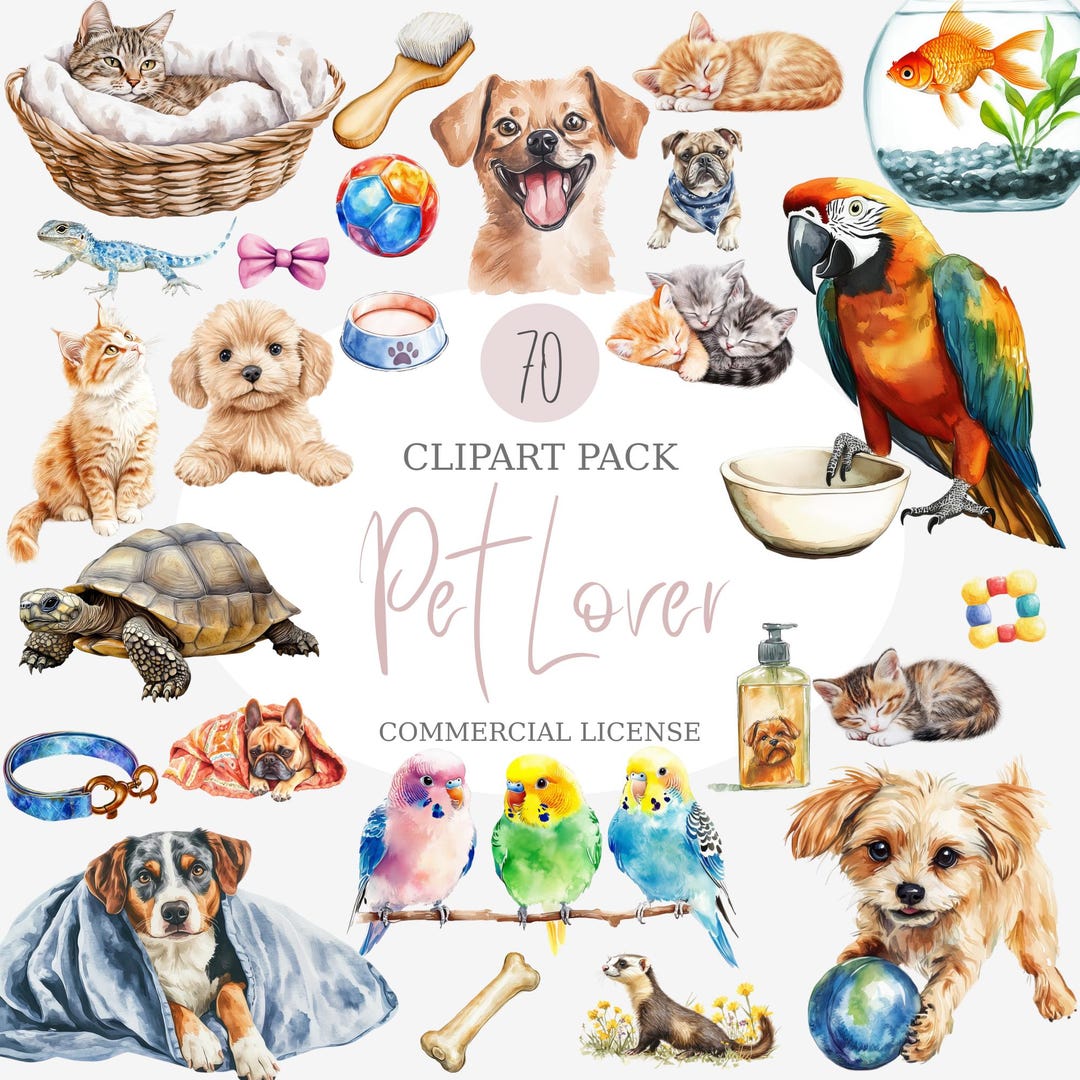 Pet Lover Clipart Pack, Digital Download, Cute Animal Stickers, Dog ...