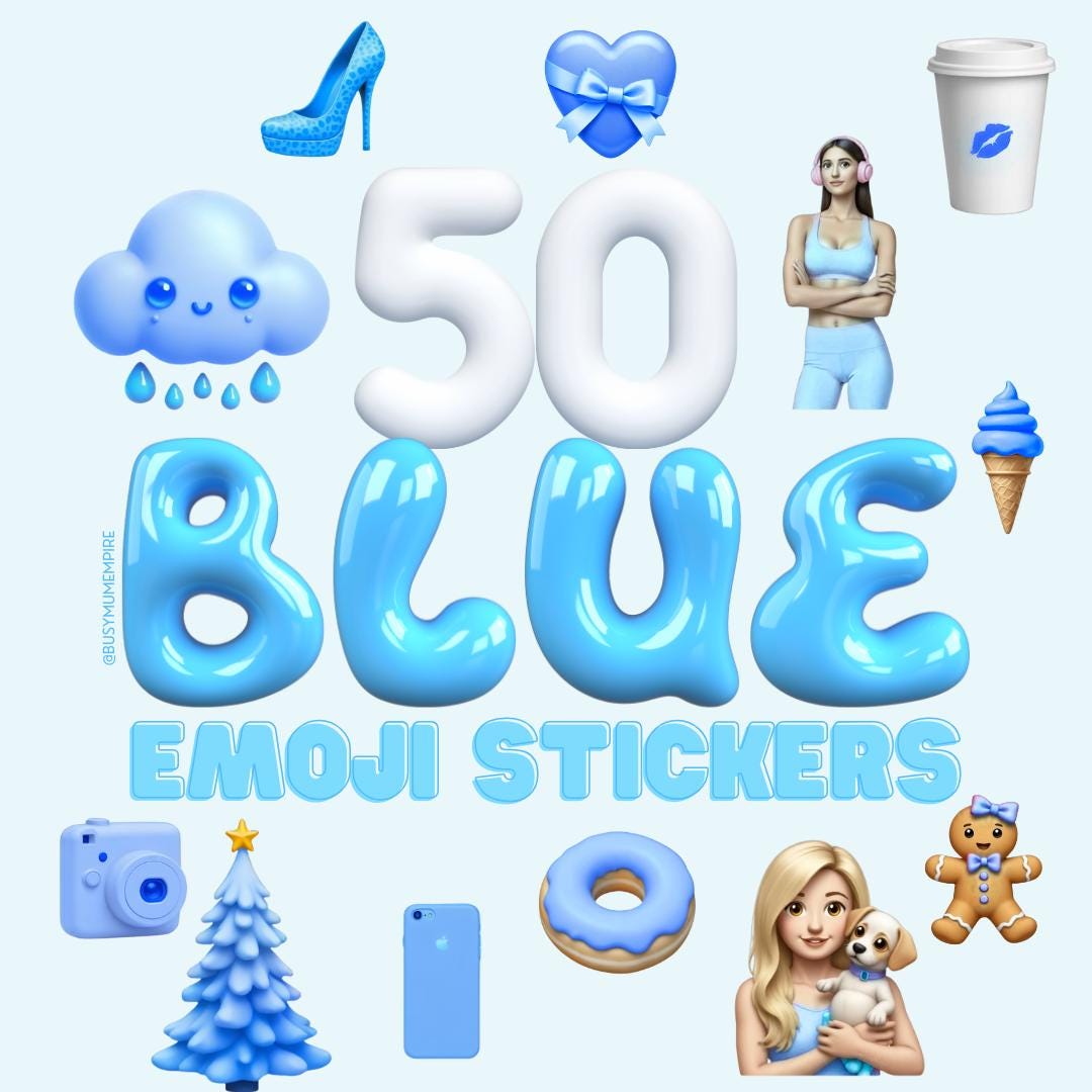 50 Blue Emoji Stickers | Aesthetic PNG Stickers for Social Media ...