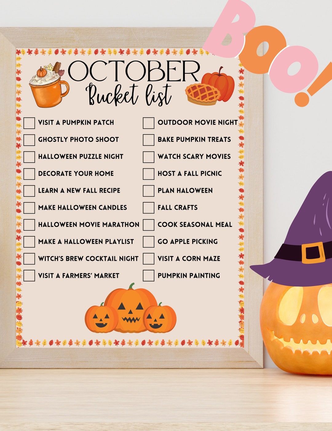Printable October Bucket List October to Do List Halloween Bucket List ...