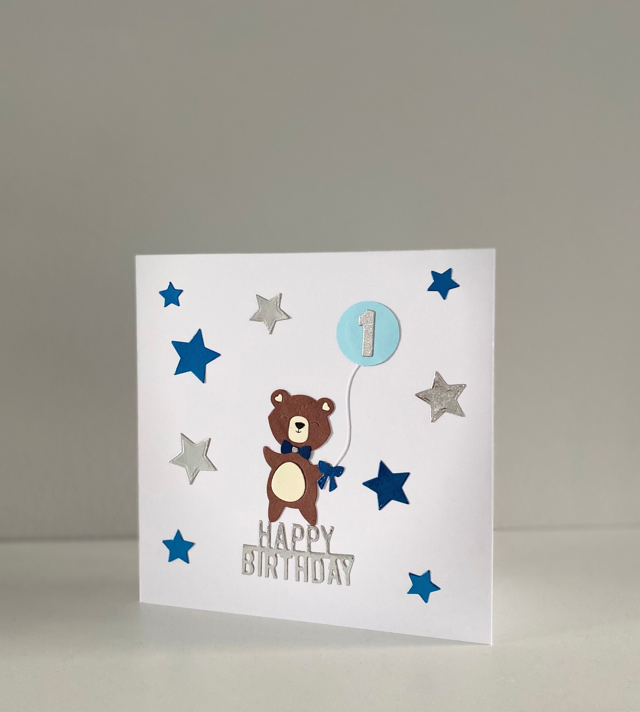 Handmade Baby Birthday Card, 1st Birthday Card, Baby Boy Birthday Card ...