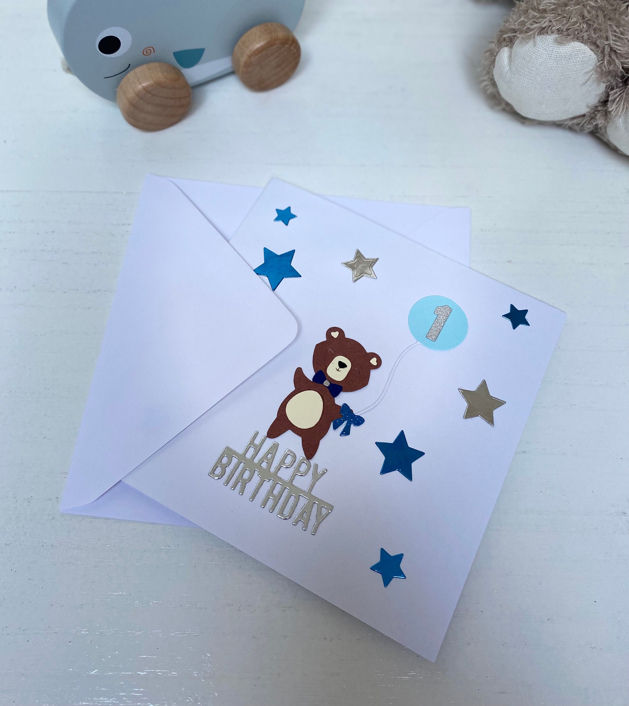 Handmade Baby Birthday Card, 1st Birthday Card, Baby Boy Birthday Card ...