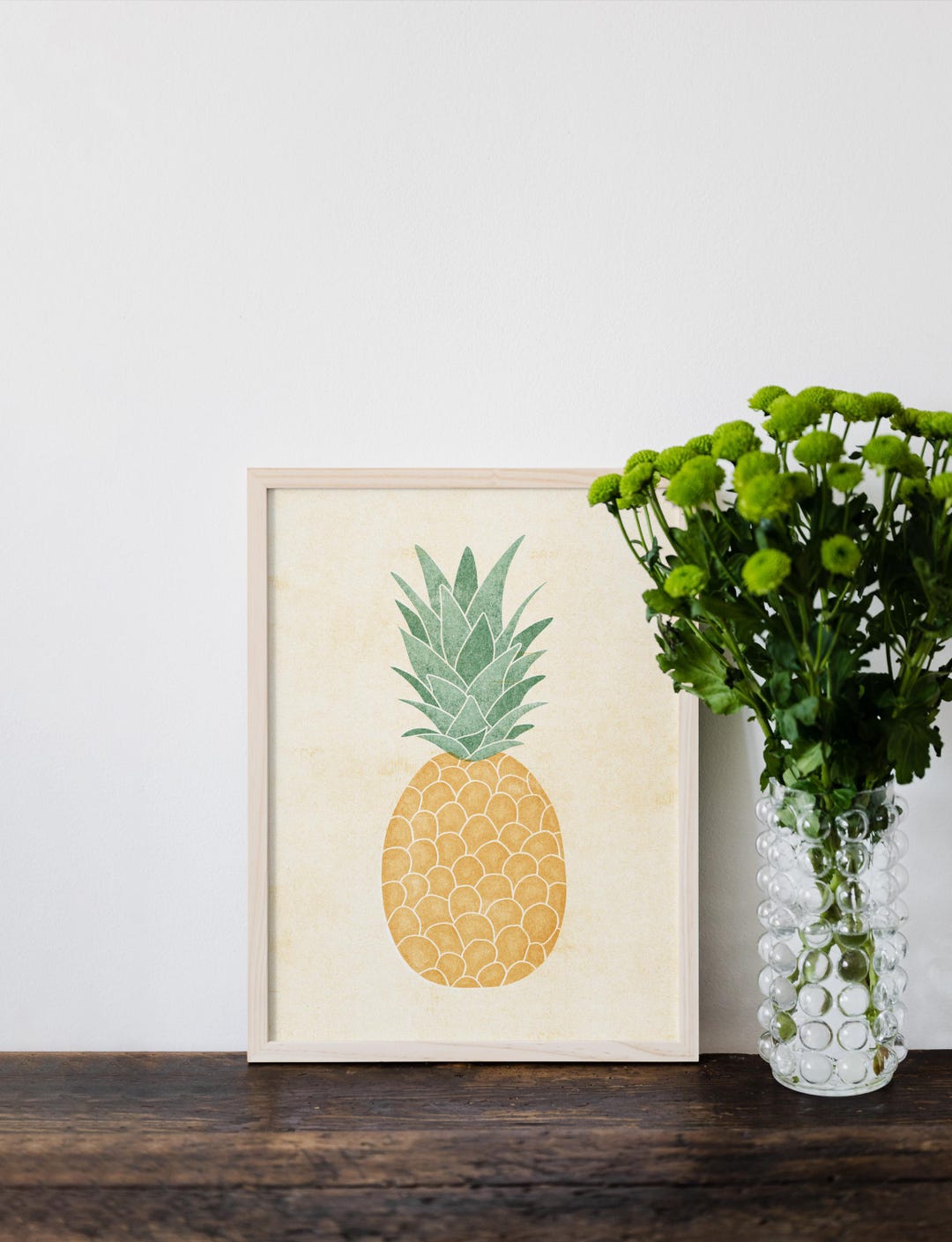 Pineapple Illustration Print: Riso Style Fruit Wall Art - Etsy
