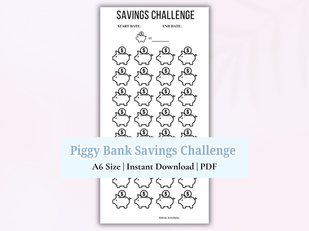 Piggy Bank Savings Challenge, Printable Savings Challenge, A6 Savings ...