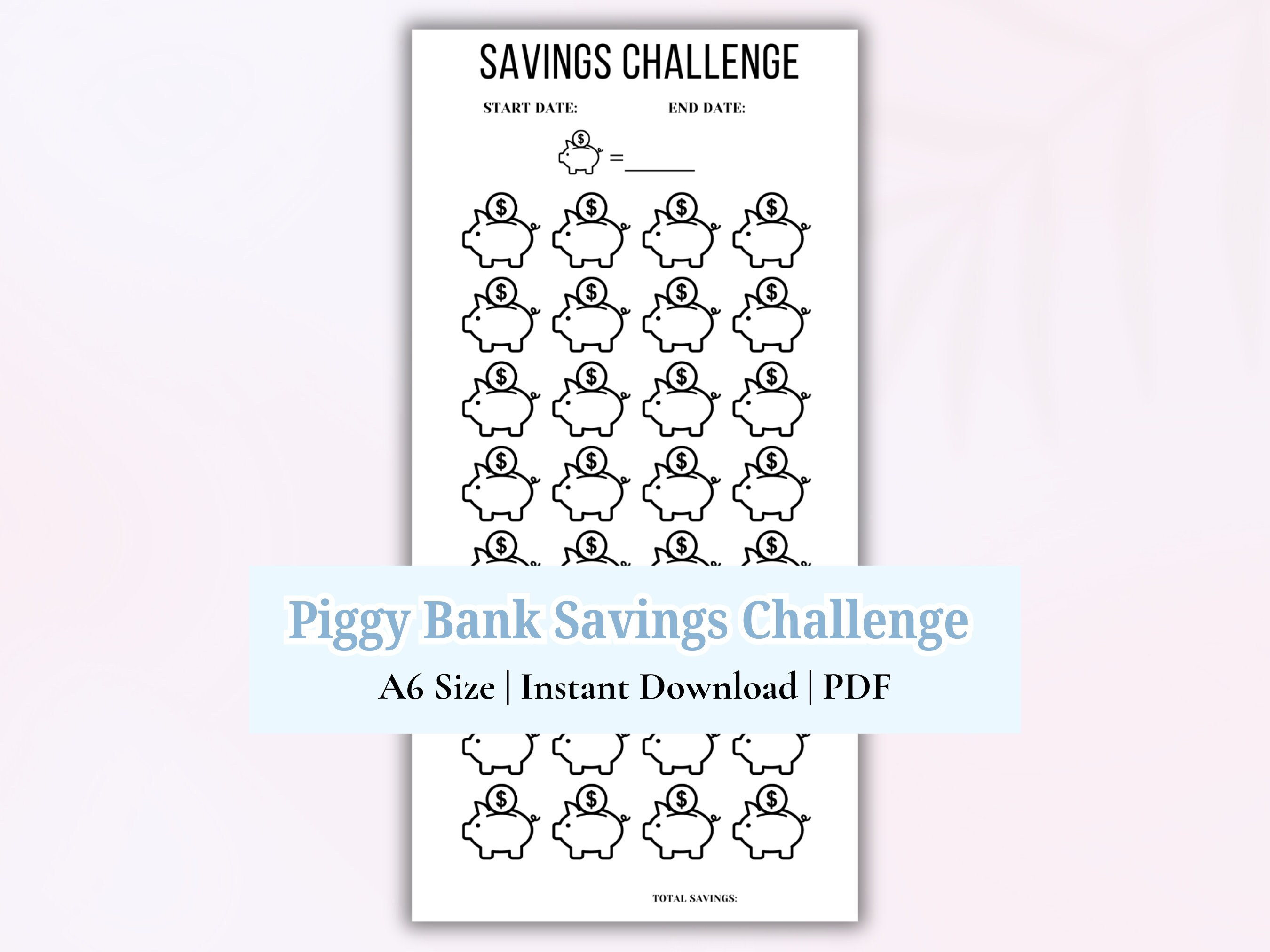 Piggy Bank Savings Challenge, Printable Savings Challenge, A6 Savings ...