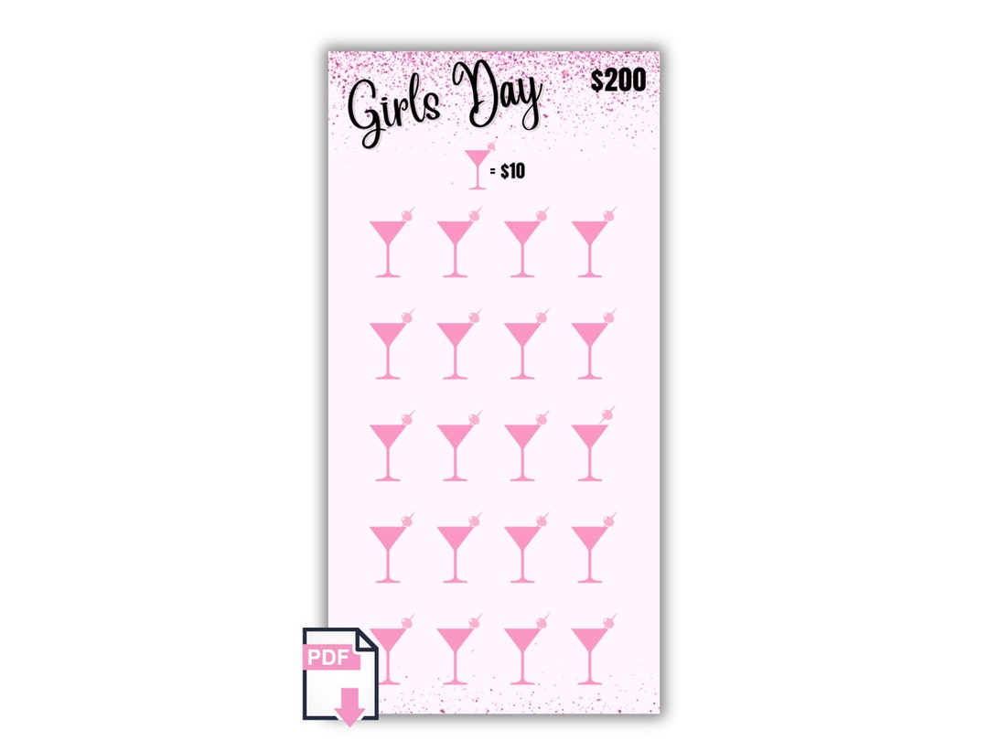 Girls Day Savings Challenge, Printable Savings Challenge, A6 Savings ...