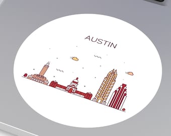 Austin, Texas Skyline, Vinyl Sticker, - Etsy