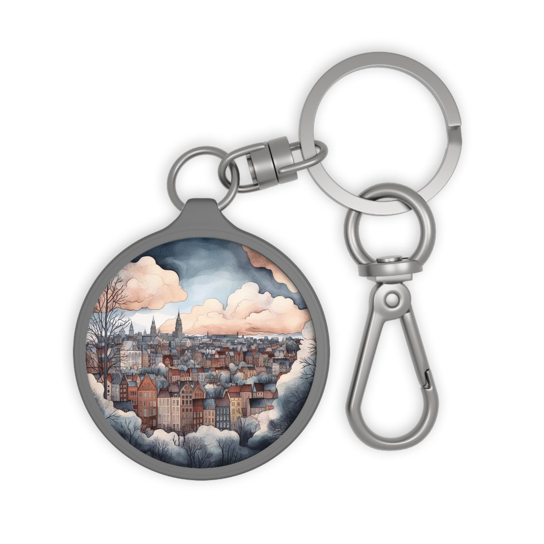 COPENHAGEN DENMARK City Skyline Danish Travel Round Acrylic Metal ...