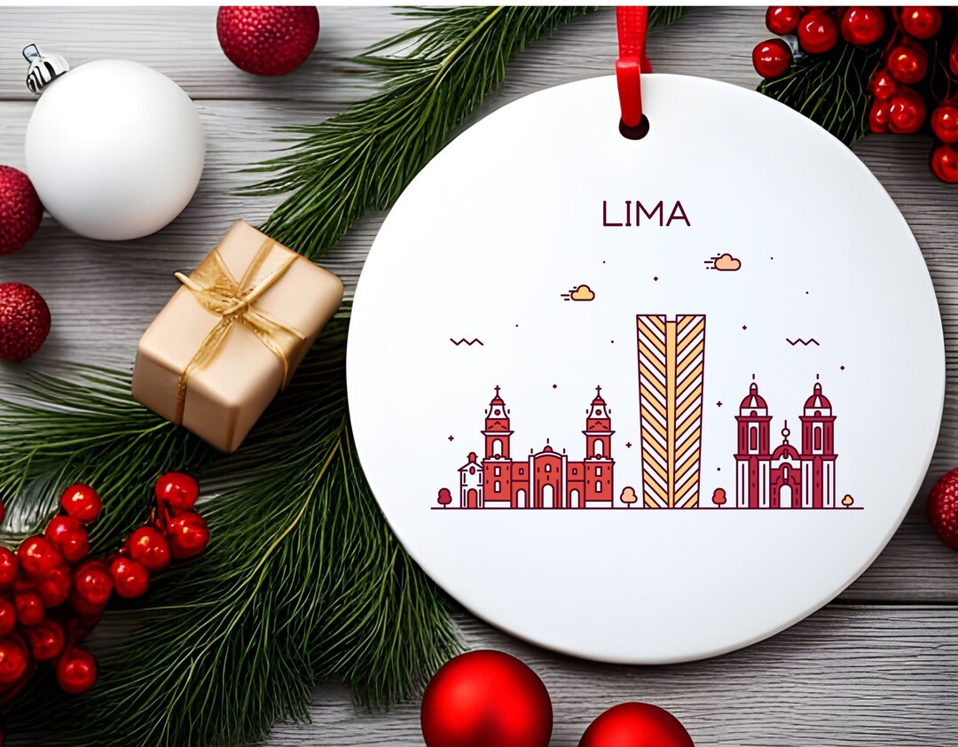 LIMA PERU City Skyline, Peruvian Travel Round White Acrylic Ornament ...