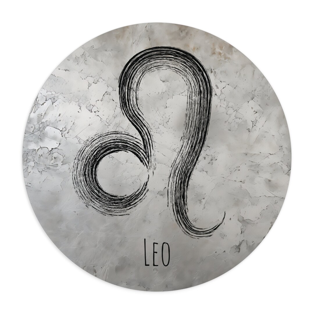 LEO Zodiac Sign Symbol Grunge Texture Round Mouse Pad Tech Accessory ...