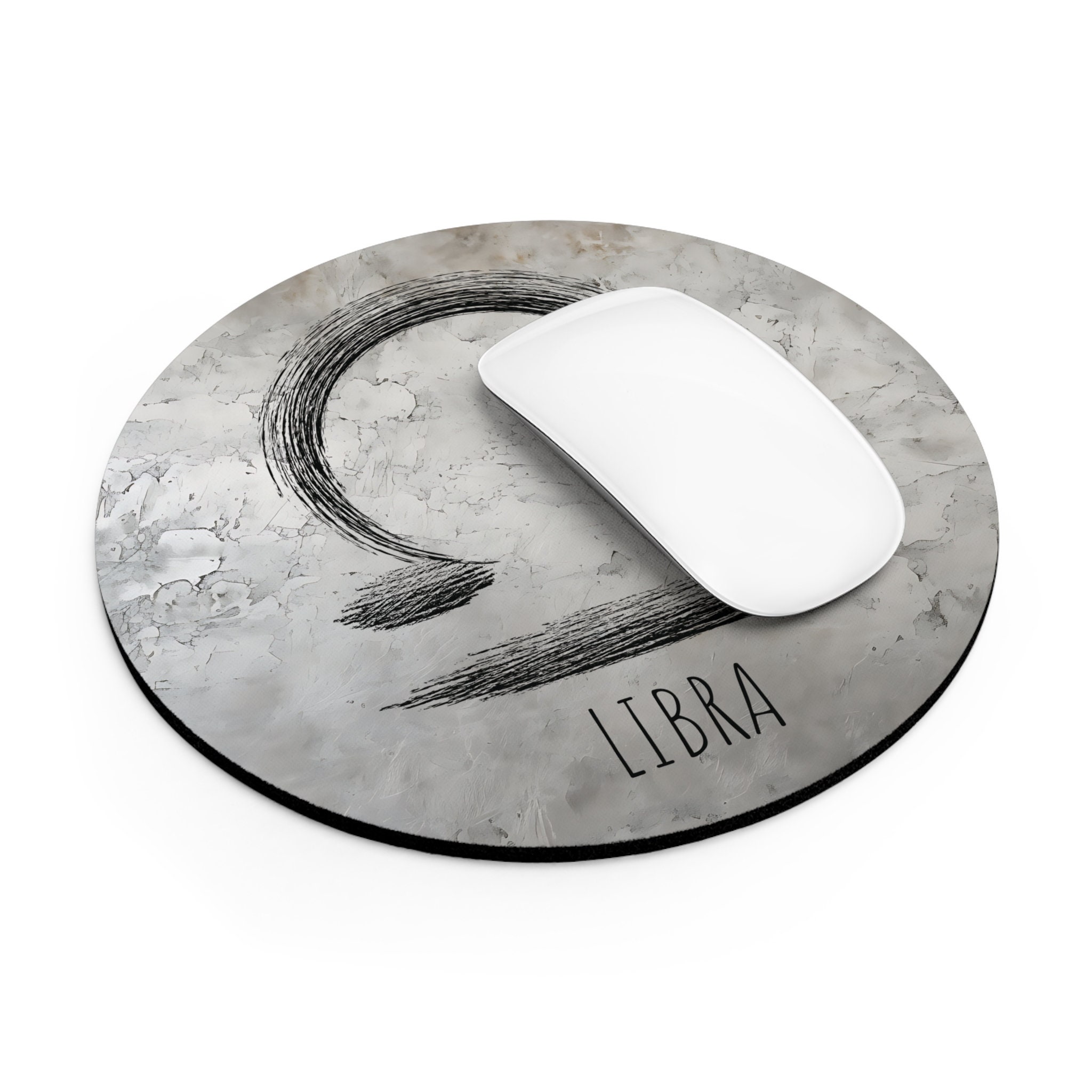 LIBRA Zodiac Sign Symbol Grunge Texture Round Mouse Pad Tech Accessory ...