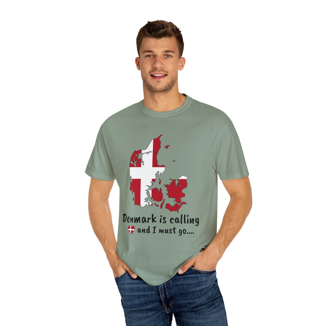 Denmark is Calling Danish Flag Map Relaxed Fit Unisex Garment-dyed ...