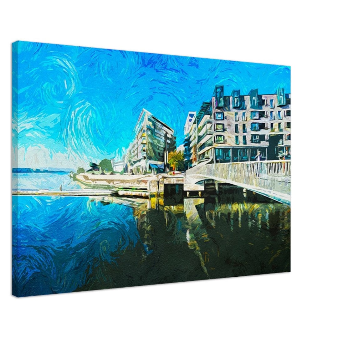 OSLO NORWAY Waterfront View Art 0.75" Slim Stretched Canvas Print Wall ...