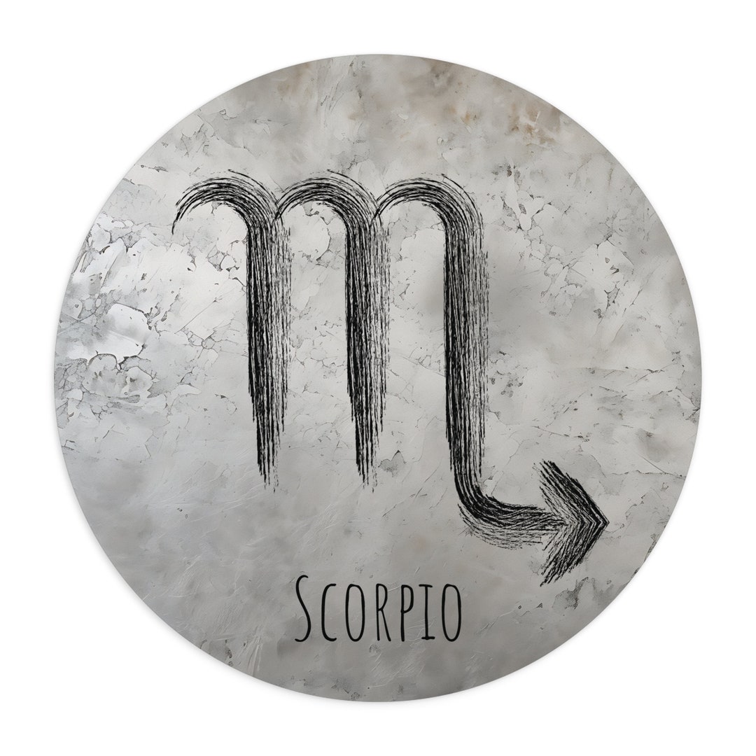SCORPIO Zodiac Sign Symbol Grunge Texture Round Mouse Pad Tech ...
