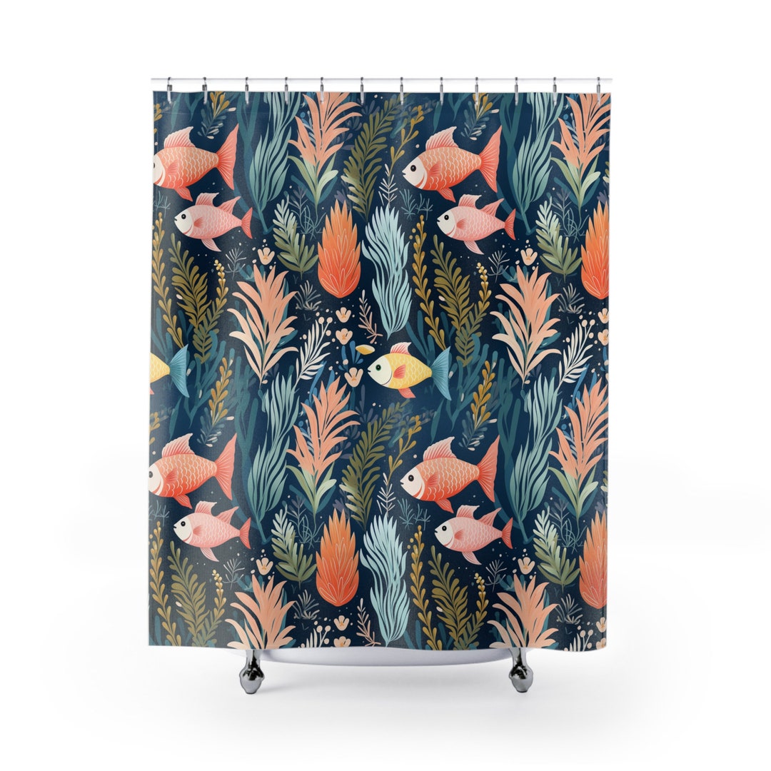 Polyester 71 X 74 Inch Shower Curtain Underwater Colorful Fish Pattern ...