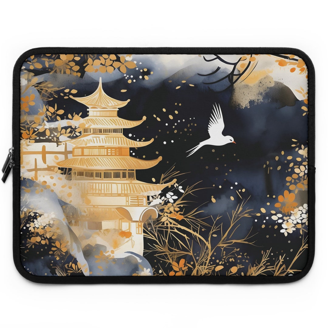 Chinoiserie Asian Temple Pattern Neoprene Padded iPad Case Tablet ...