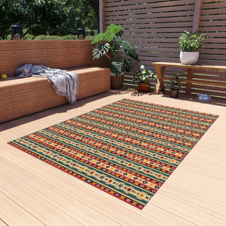 Peruvian Style Andean Stripe Pattern Outdoor Rug Ethnic Porch Decor ...